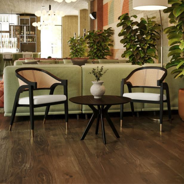 Black Artisan Rattan Wood Verve Restaurant Dining Arm Chair – TableBaseDepot