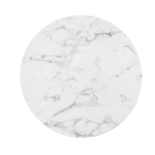 Opulent Aura Round White Faux Marble Bar Table With Brass Base Indoor ...