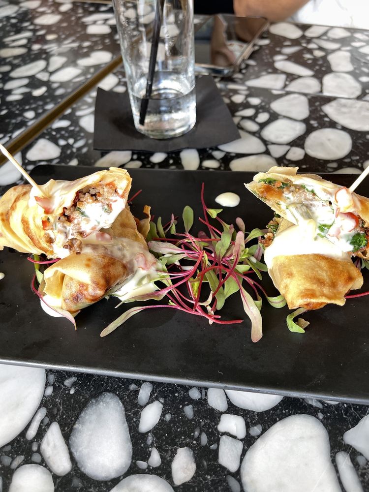 Terrazzo Stone Tile Table With Gold Painted Steel Edge Restaurant Tabl ...
