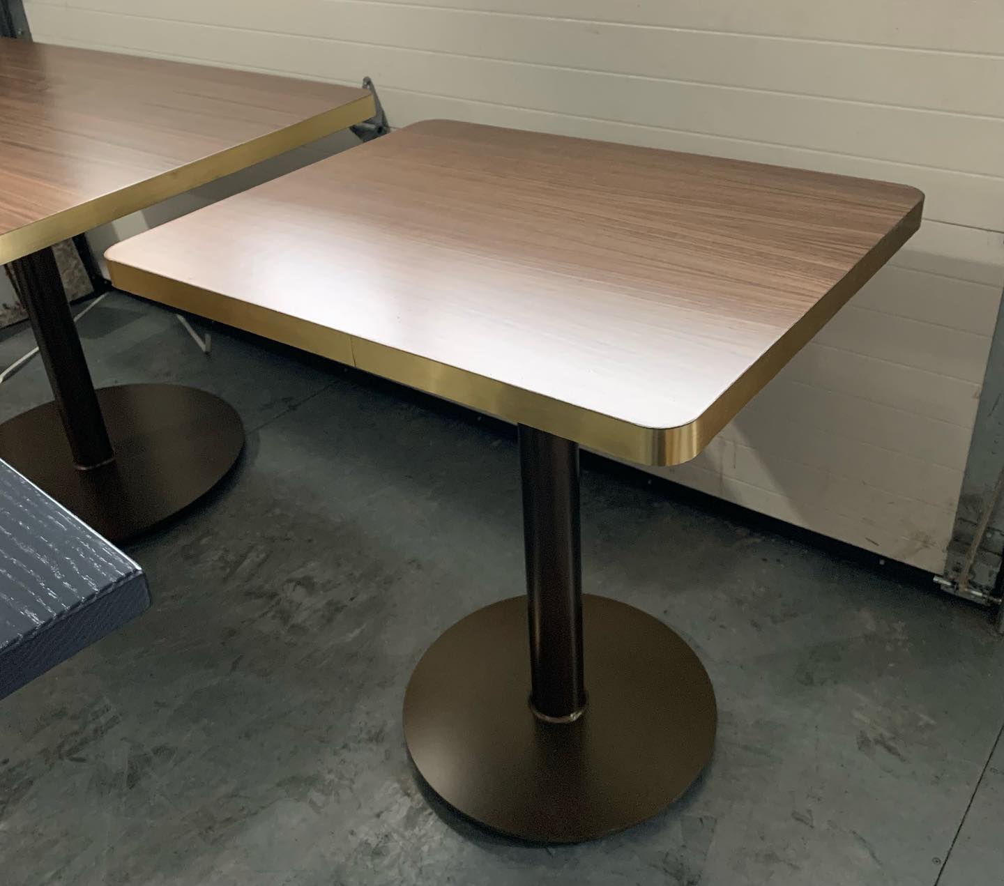 Handcrafted Brushed Brass Edge Solid Walnut Restaurant Table Tops ...