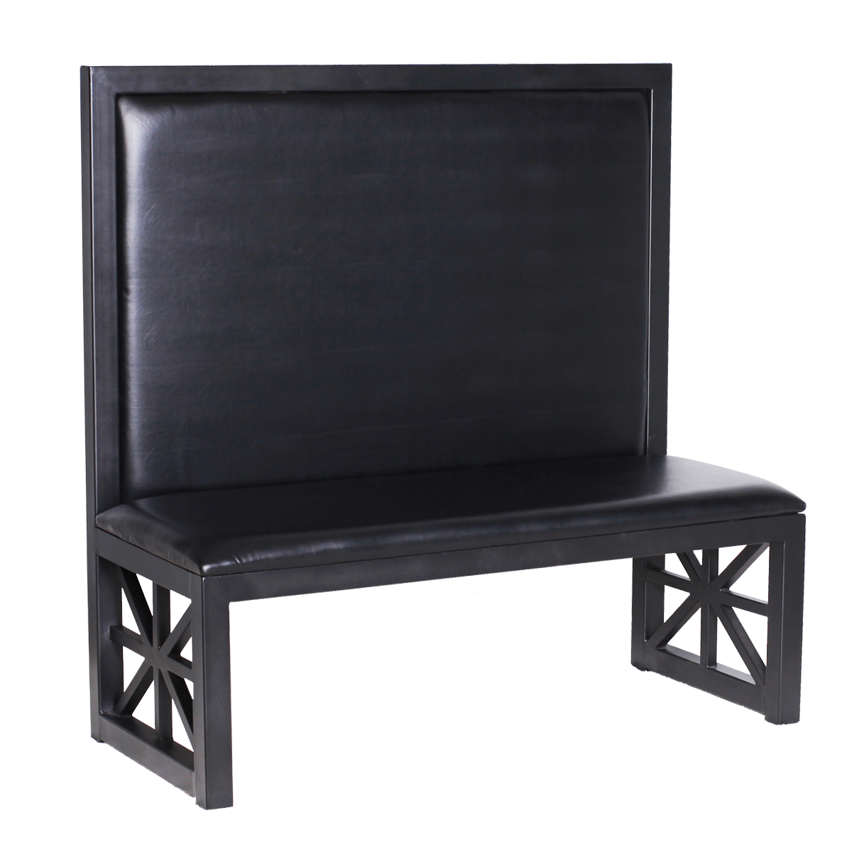 Modern Black Upholstered Restaurant Bench with Steel Frame - Perfect ...