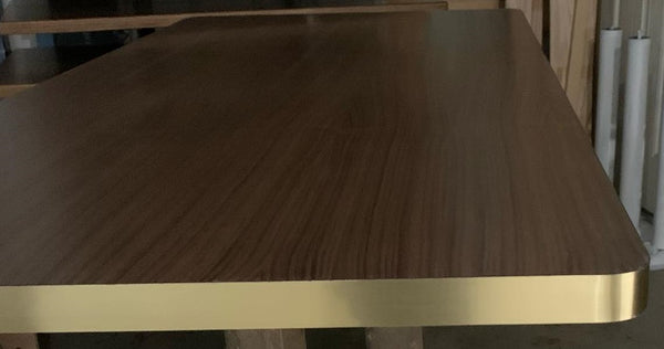Handcrafted Brushed Brass Edge Solid Walnut Restaurant Table Tops ...
